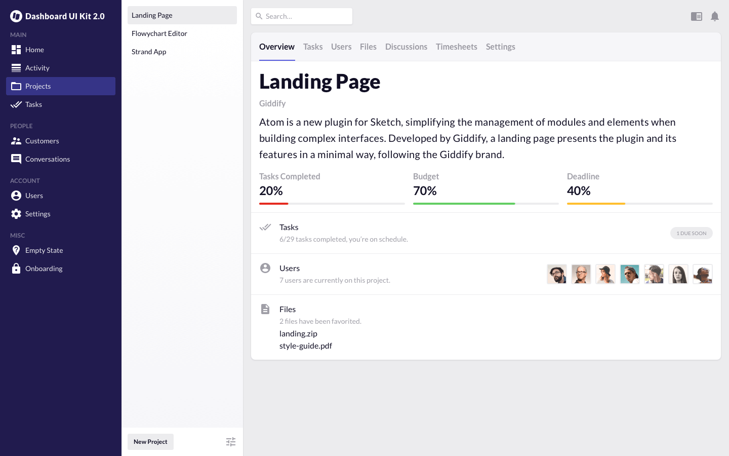 Dashboard UI Kit 2.0 - Sketch, Figma, HTML, CSS, Sass